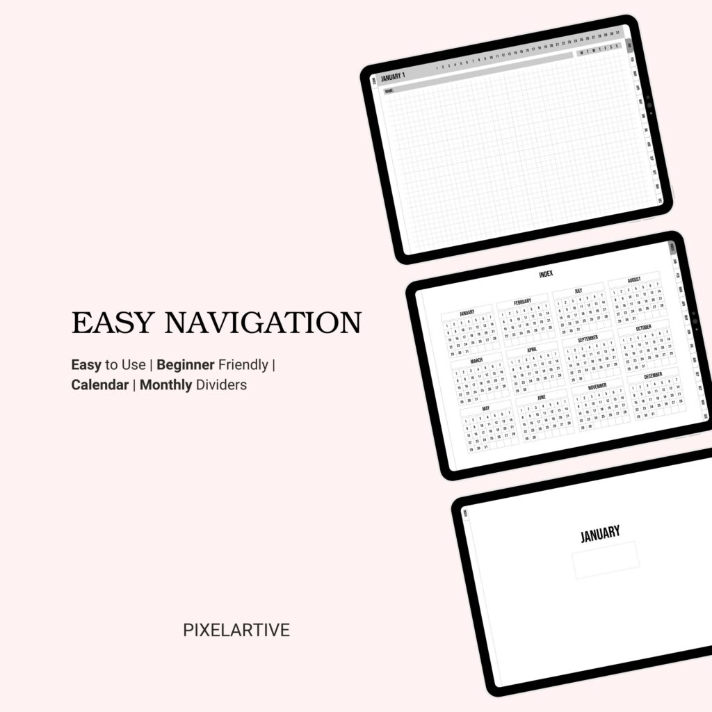 Digital Daily Journal, Grid Template, 2025, Landscape