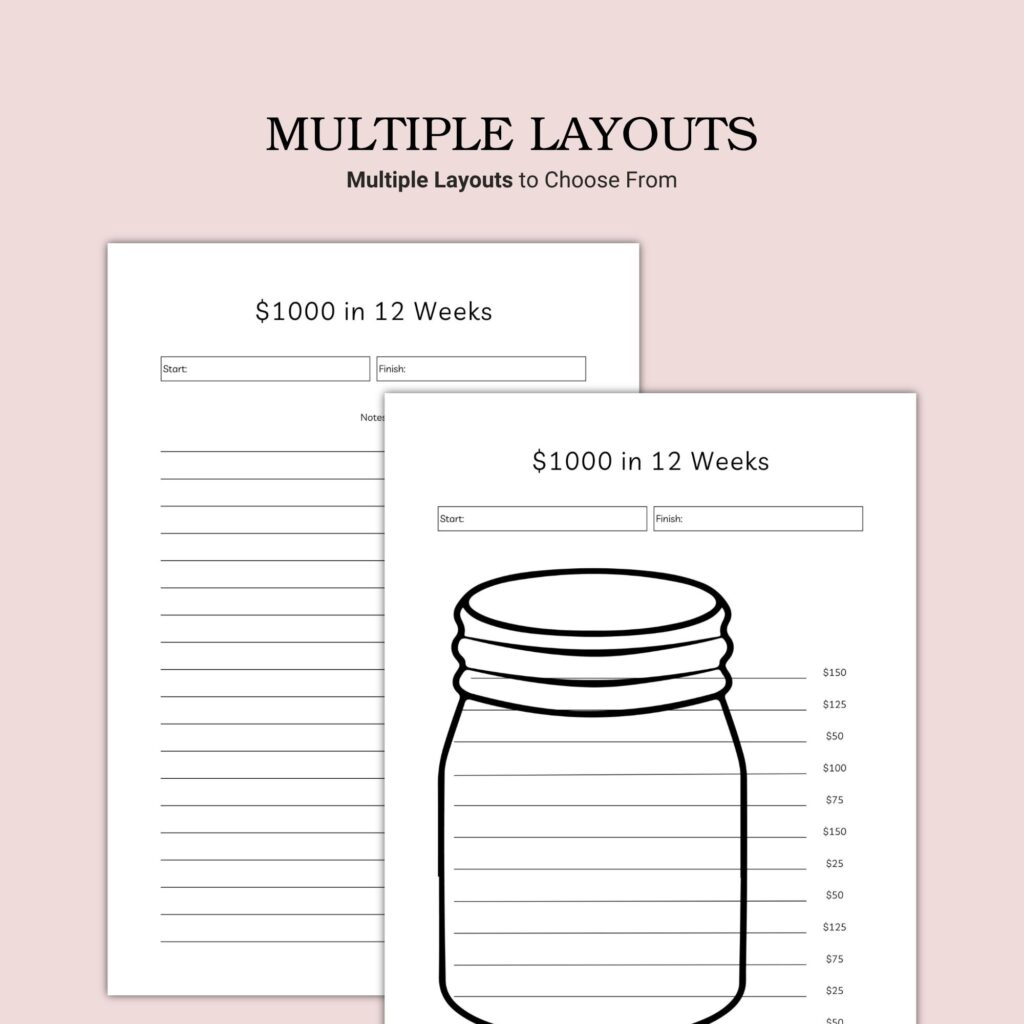Printable 12-Week Savings Challenge Template