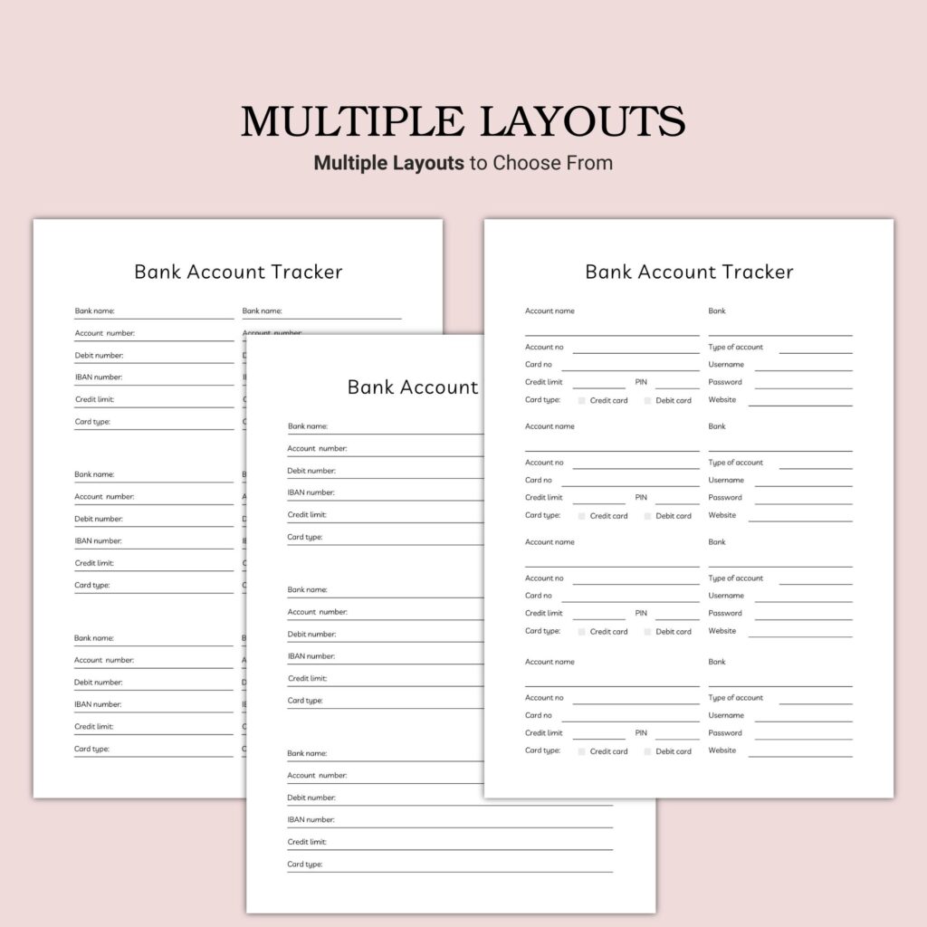 Printable Bank Account Tracker