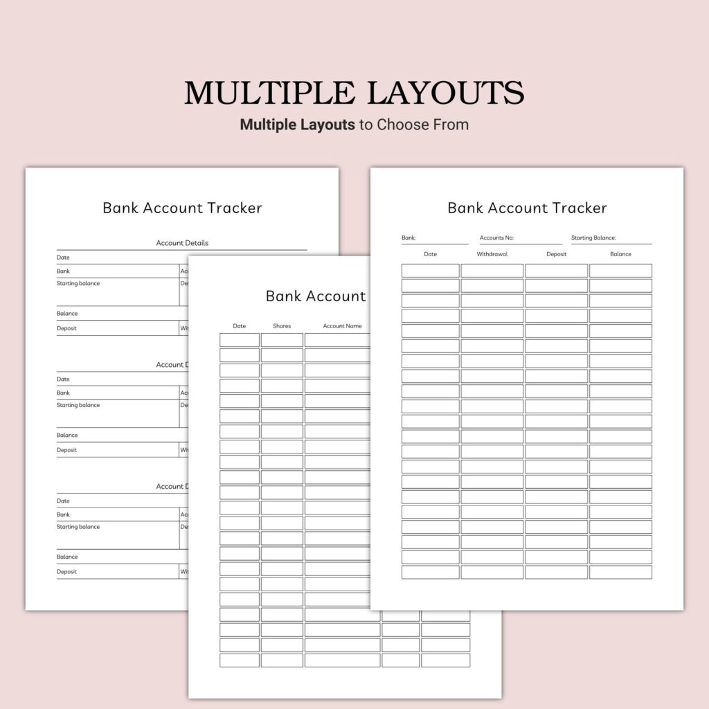 Printable Bank Account Tracker