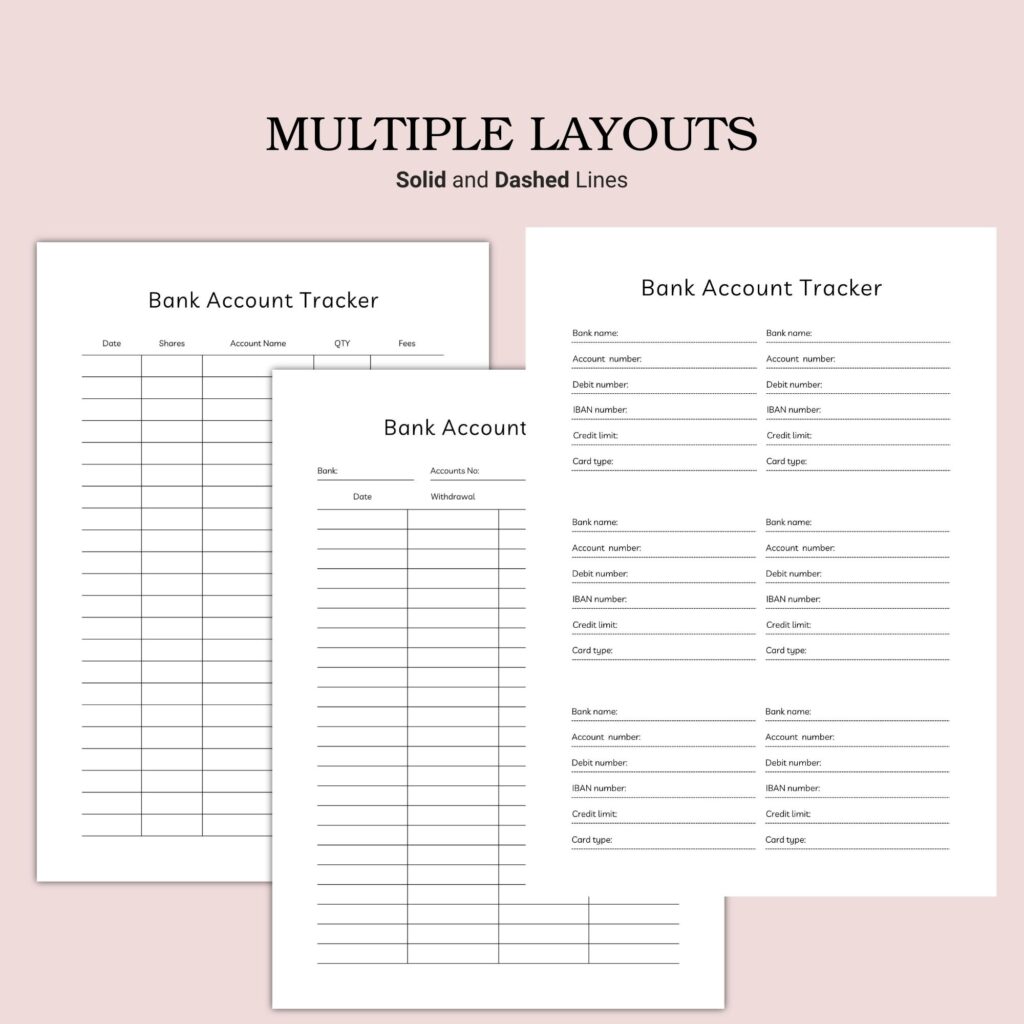 Printable Bank Account Tracker