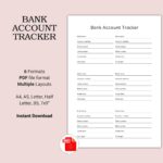 Printable Bank Account Tracker