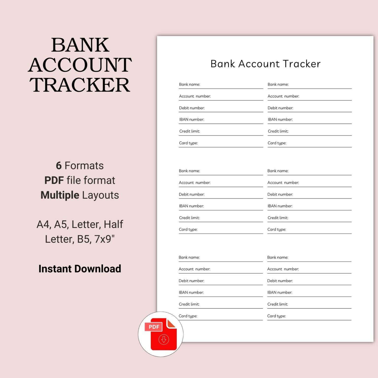 Printable Bank Account Tracker