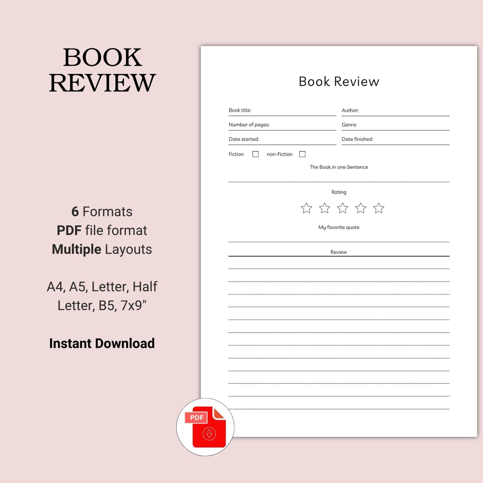 Printable Book Review Template