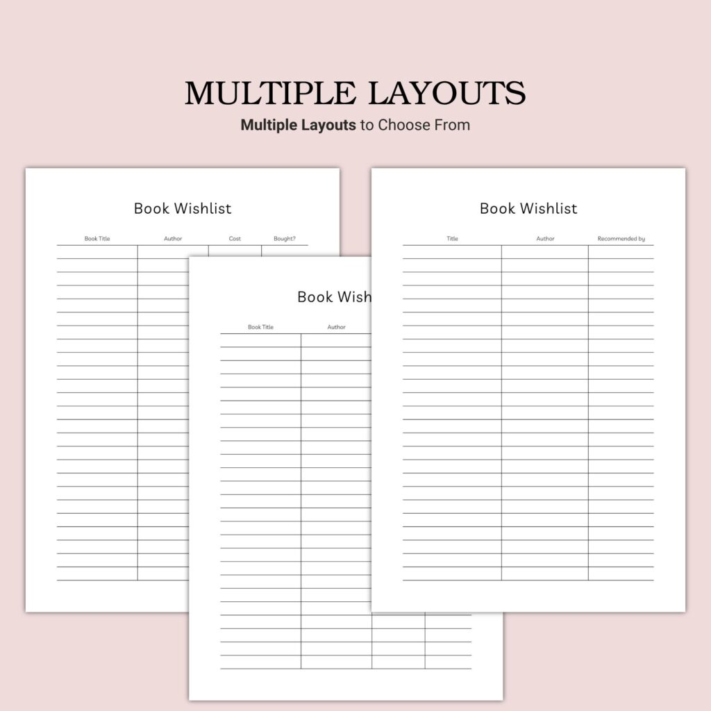 Printable Book Wishlist Template