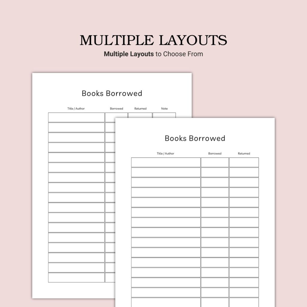 Printable Books Borrowed Template