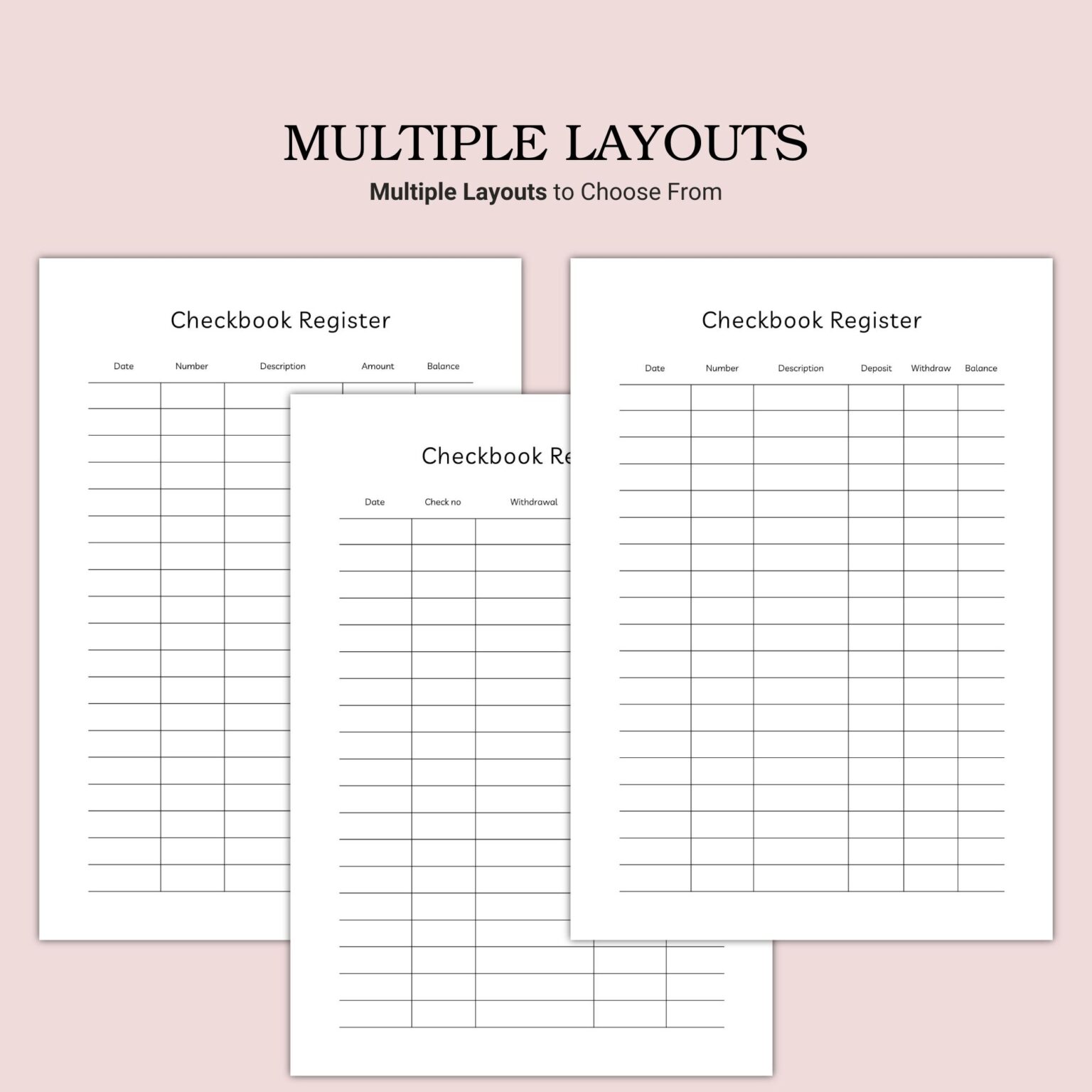 Printable Checkbook Register Template