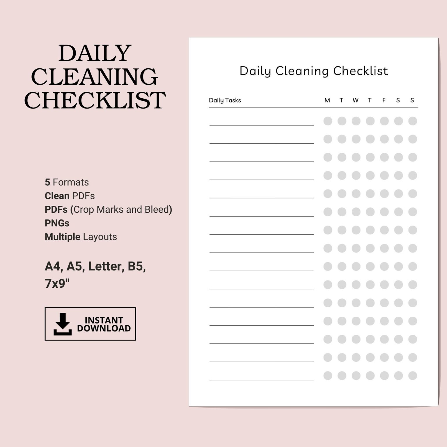 Printable Daily Cleaning Checklist Template