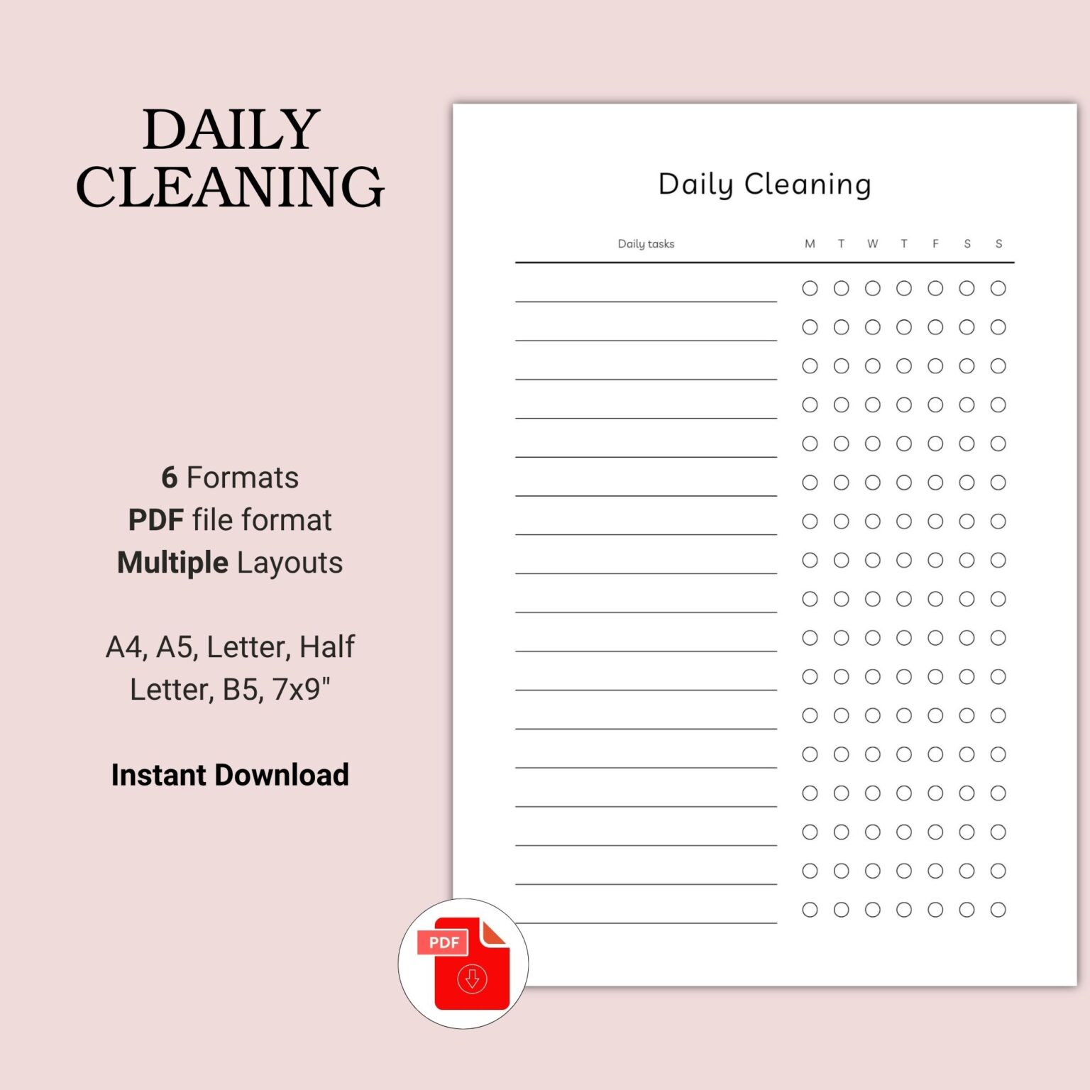 Printable Daily Cleaning Checklist Template