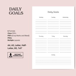 Printable Daily Goals Template