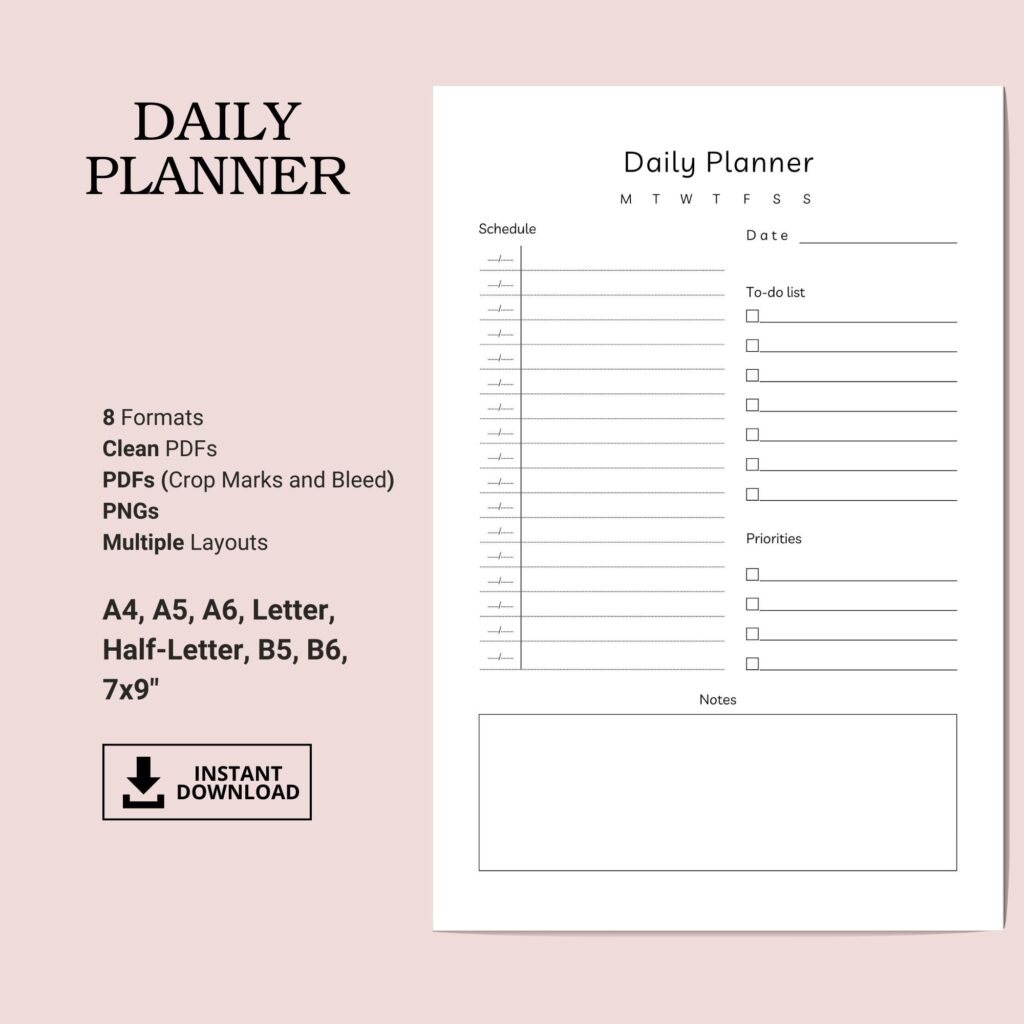 Printable Daily Planner Inserts