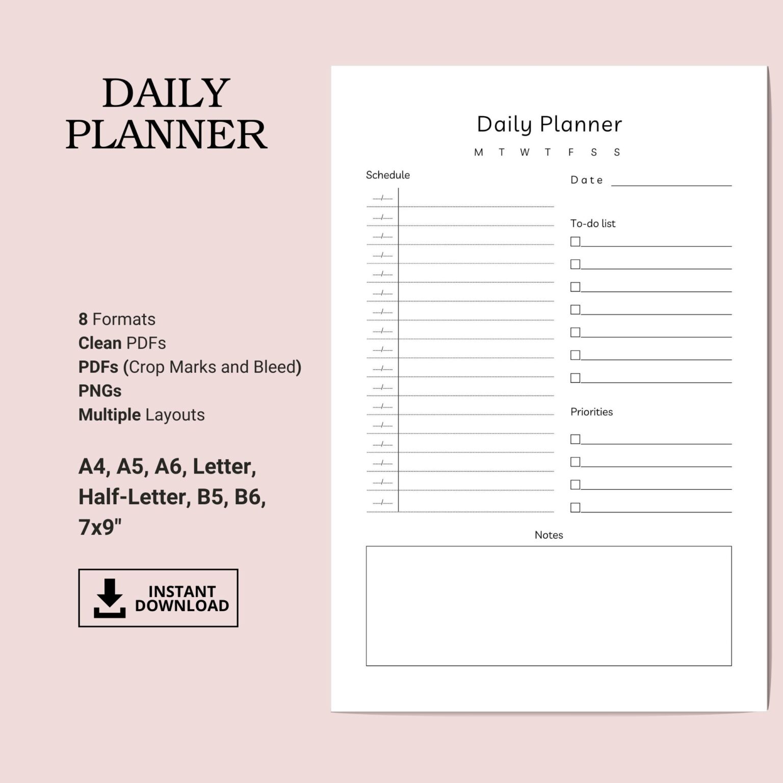 Printable Daily Planner Inserts