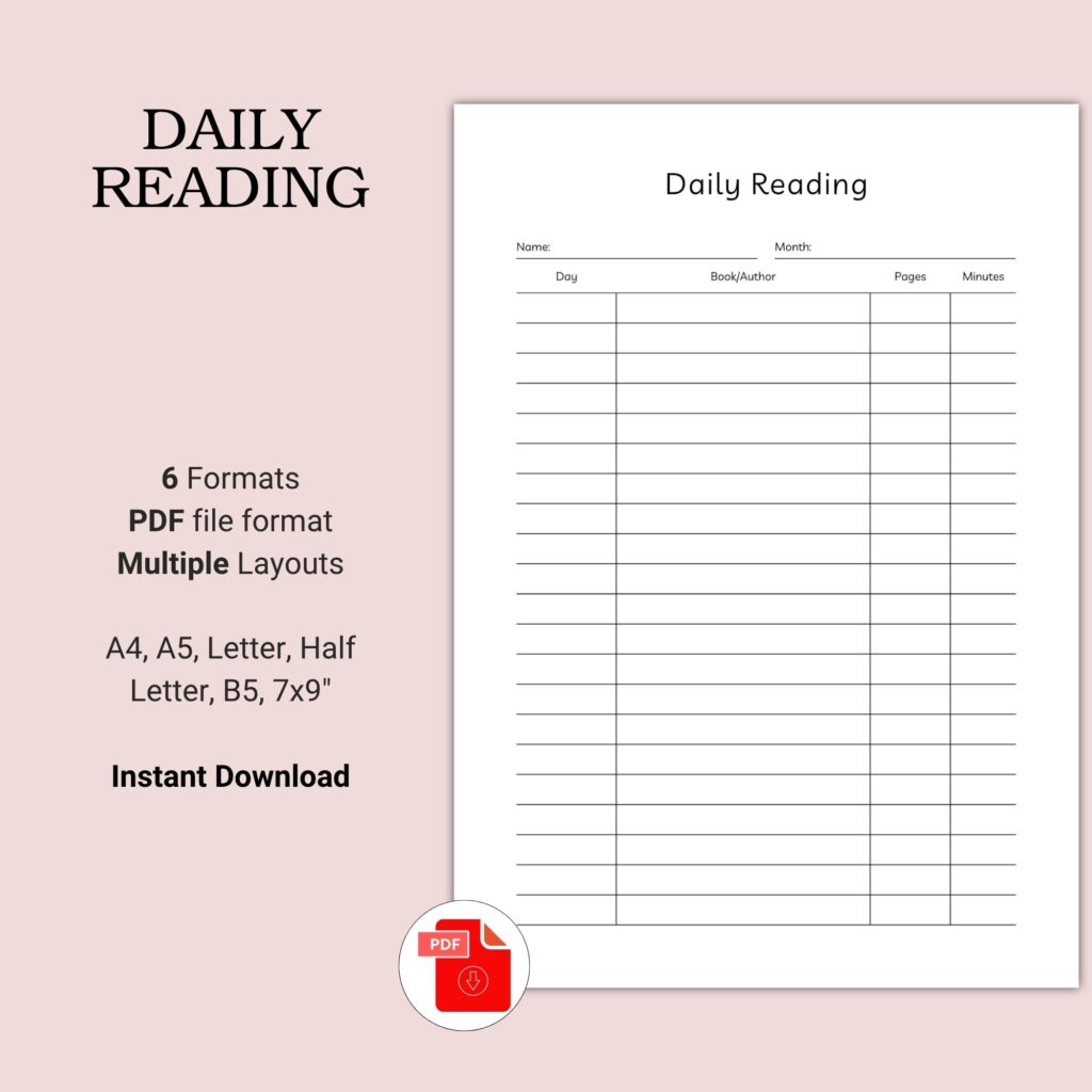 Printable Daily Reading Template
