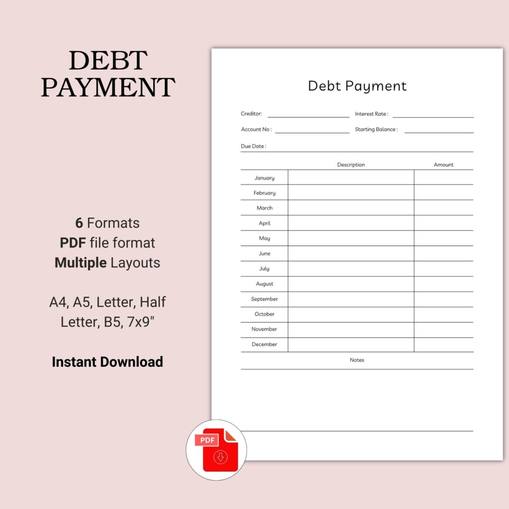 Printable Debt Payment Template