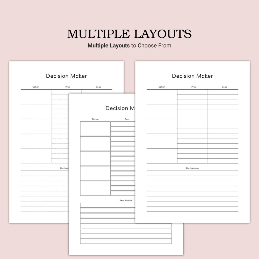 Printable Decision Maker Template