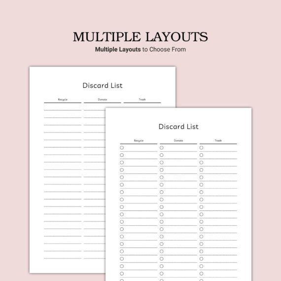 Printable Discard List Template