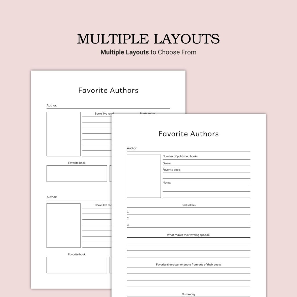 Printable Favorite Authors Template