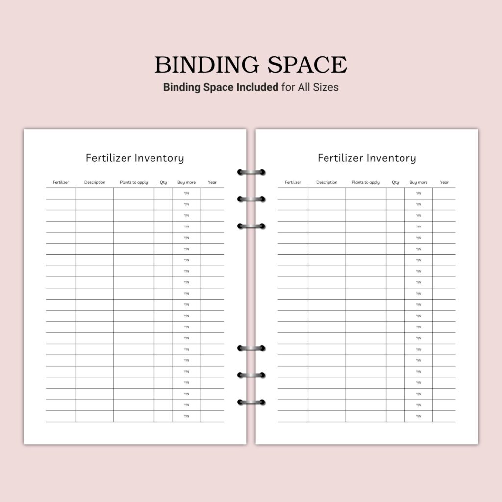 Printable Fertilizer Inventory Template