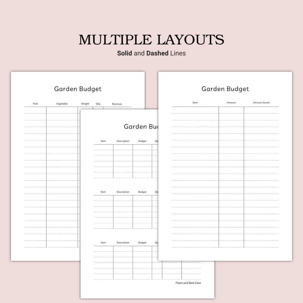 Printable Garden Budget Template