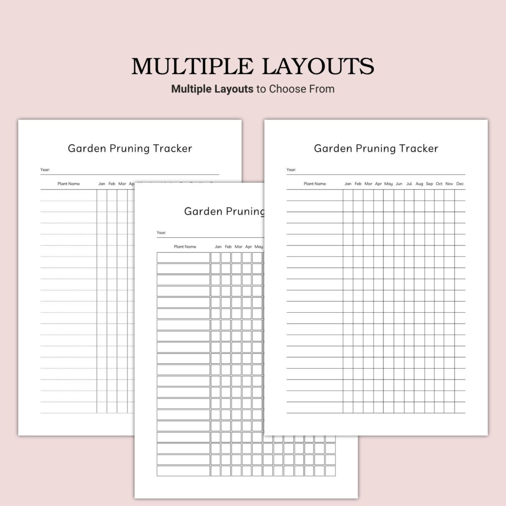 Printable Garden Pruning Tracker Template