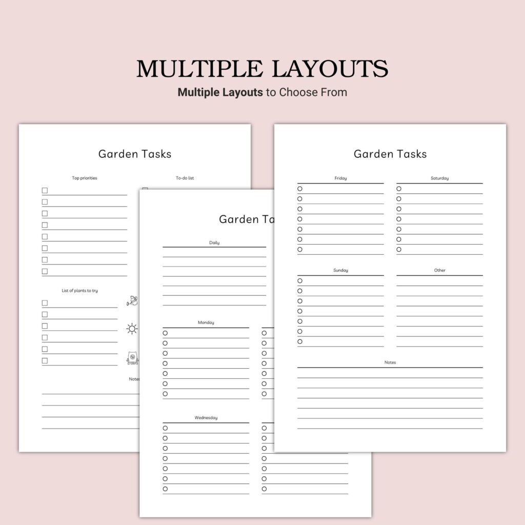 Printable Garden Tasks Template