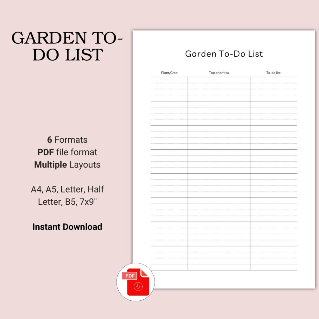 Printable Garden To-Do List Template