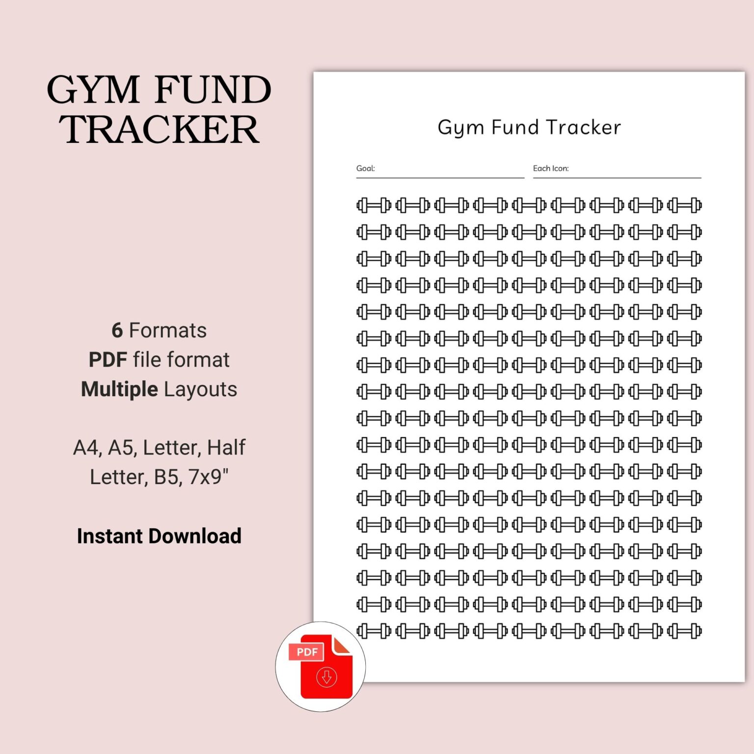 Printable Gym Fund Tracker Template