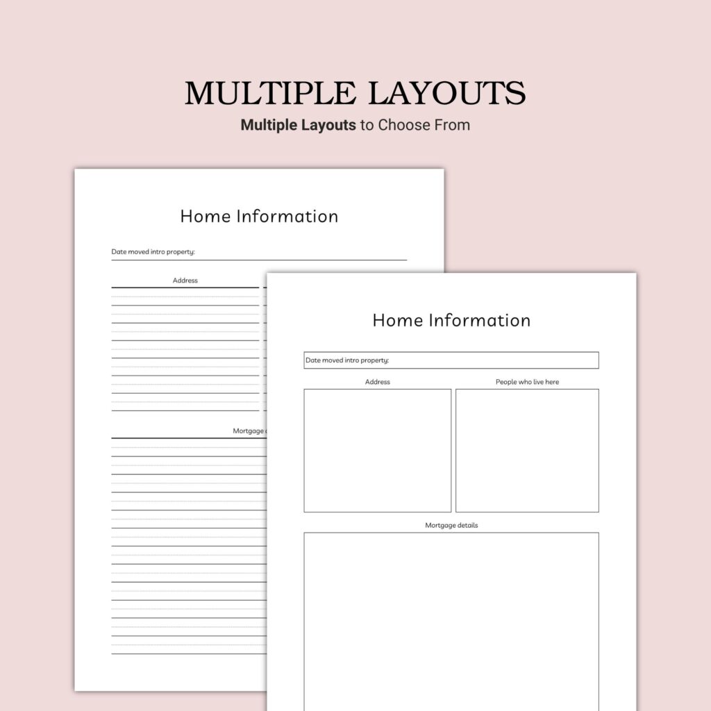 Printable Home Information Template