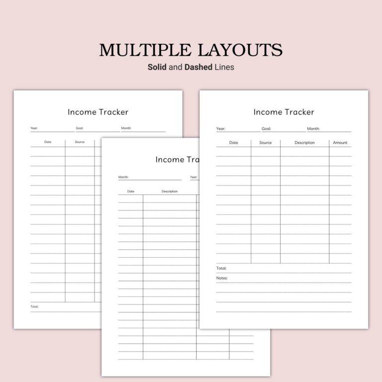 Printable Income Tracker Template