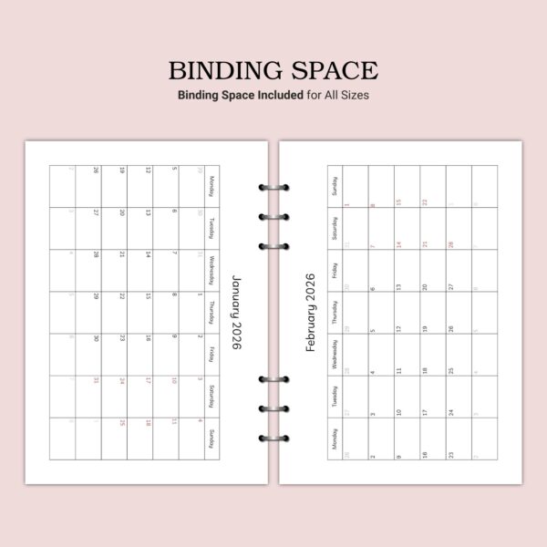 Printable Landscape Monthly Planner 2026-2030 Template