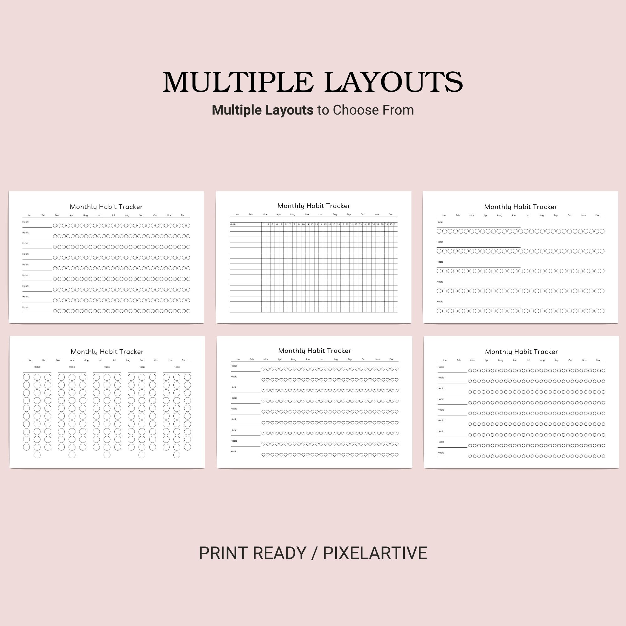 Printable Monthly Habit Tracker Inserts