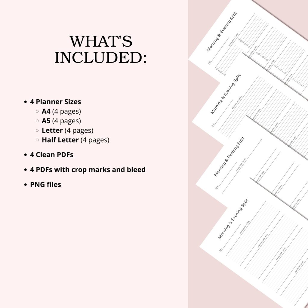 Printable Morning & Evening Split Template