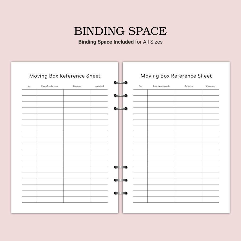 Printable Moving Box Reference Sheet Template