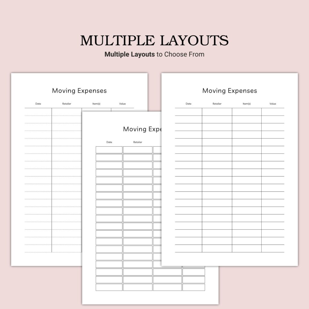 Printable Moving Expenses Template