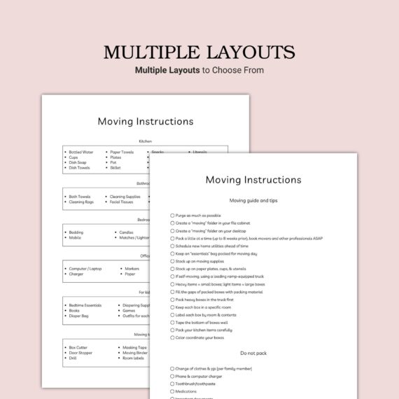 Printable Moving Instructions Template