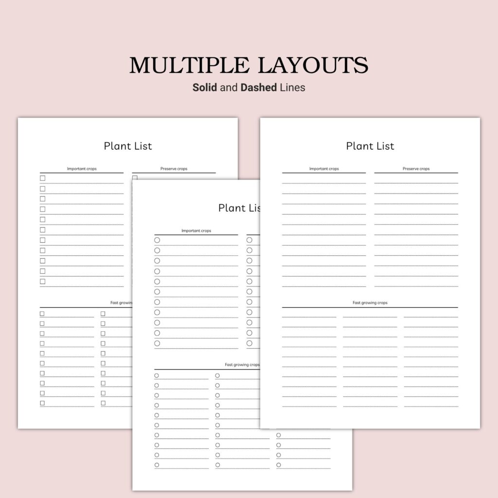 Printable Plant List Template