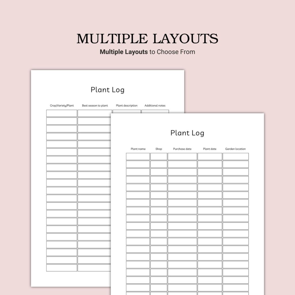 Printable Plant Log Template