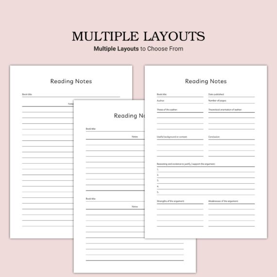 Printable Reading Notes Template