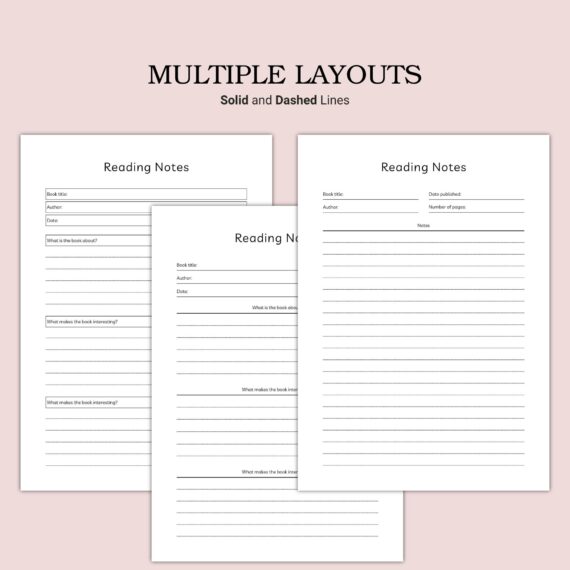 Printable Reading Notes Template