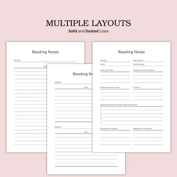 Printable Reading Notes Template