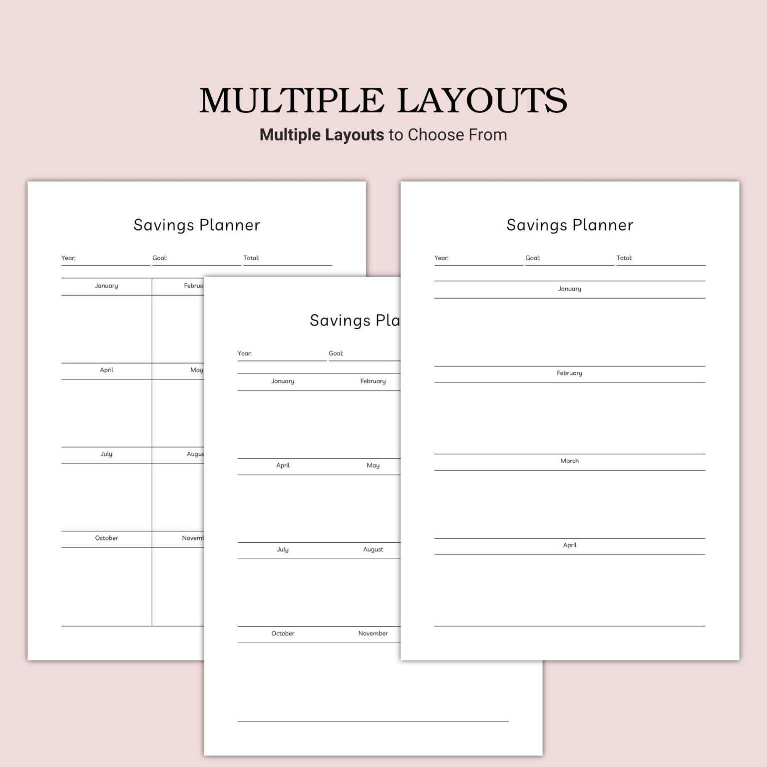 Printable Savings Planner Template