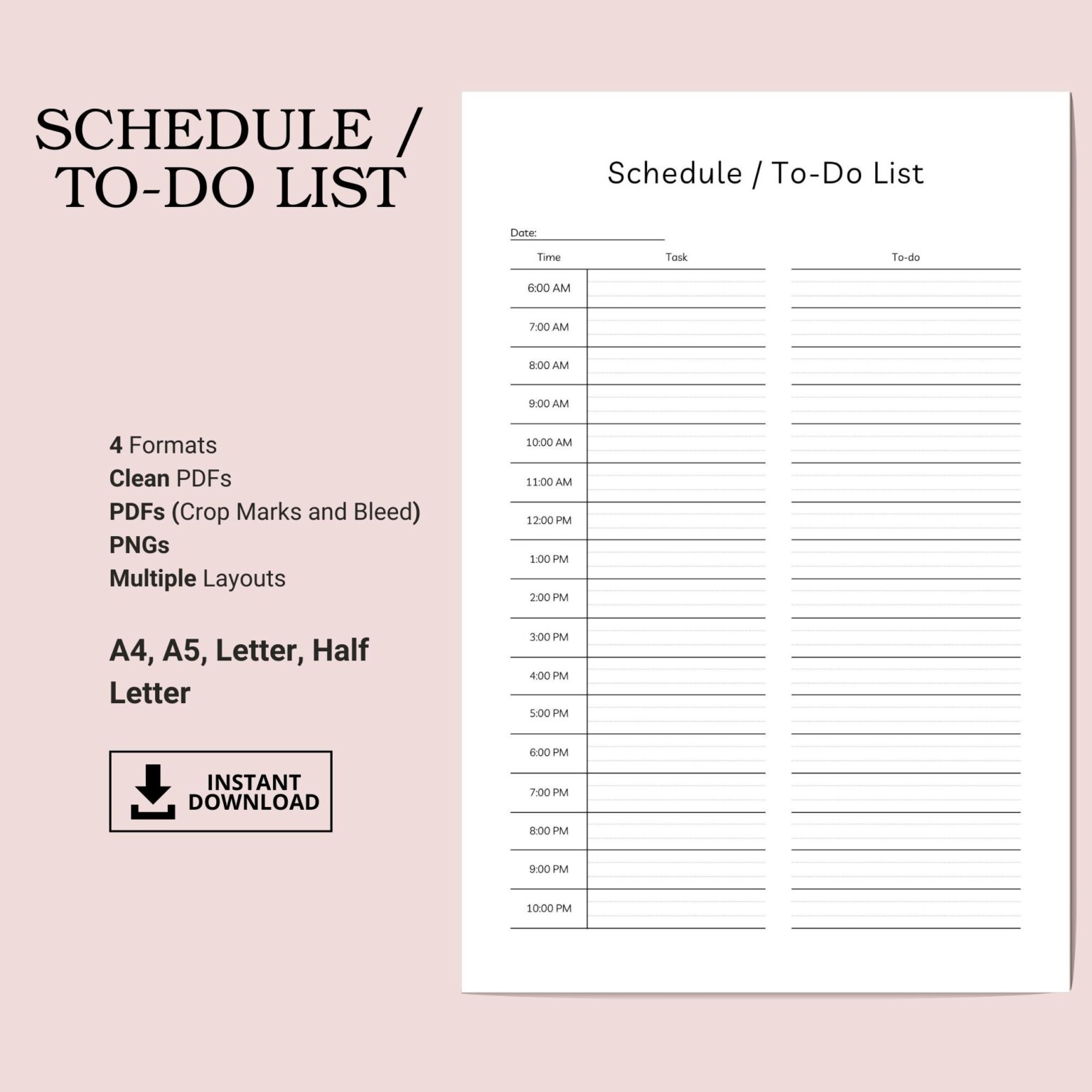 Printable Schedule / To-Do List Template