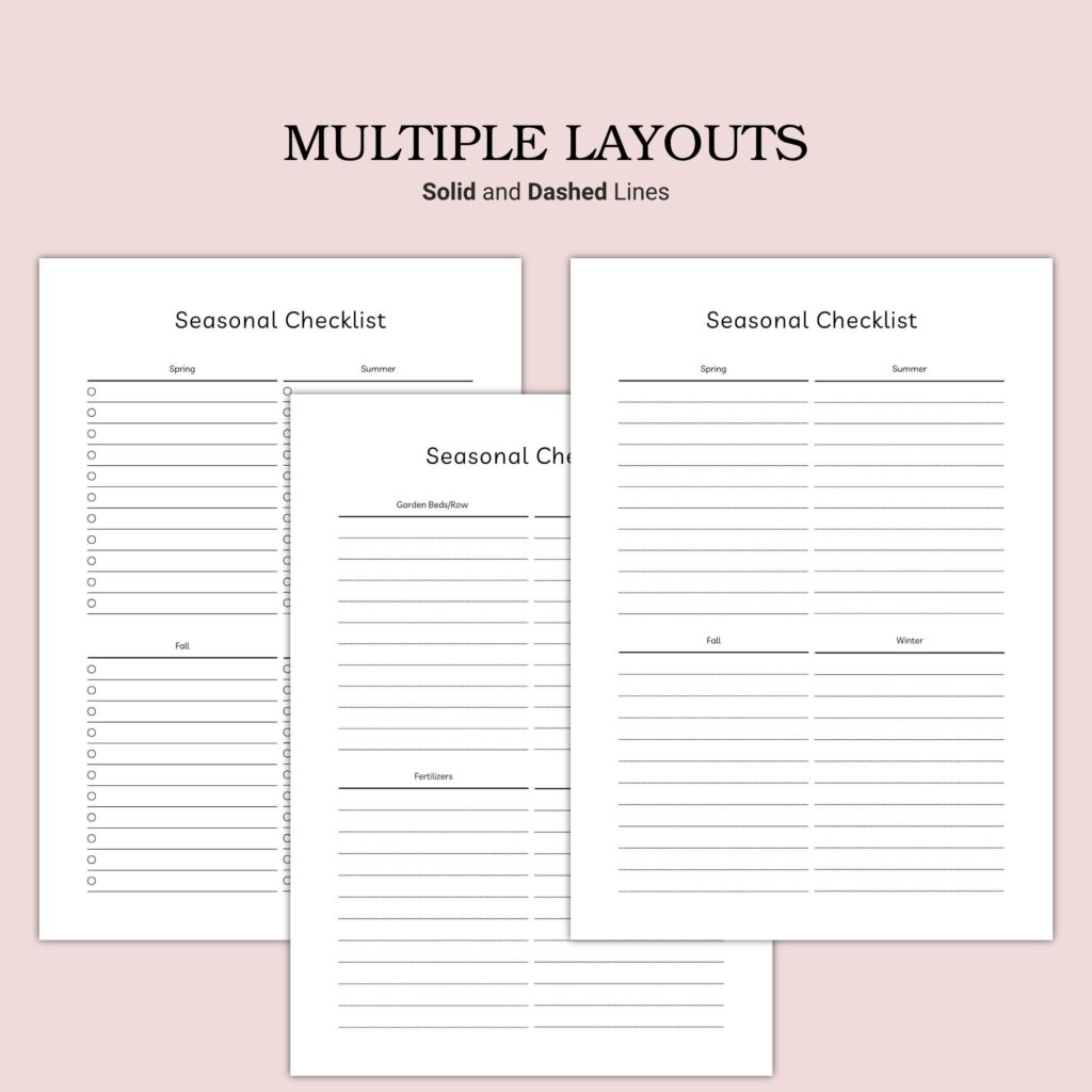 Printable Seasonal Checklist Template