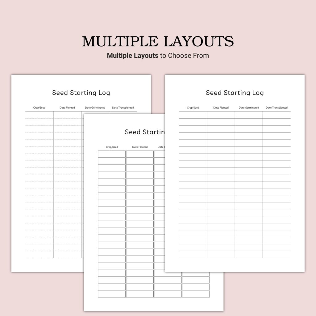 Printable Seed Starting Log Template