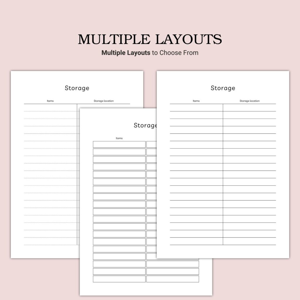 Printable Storage Template