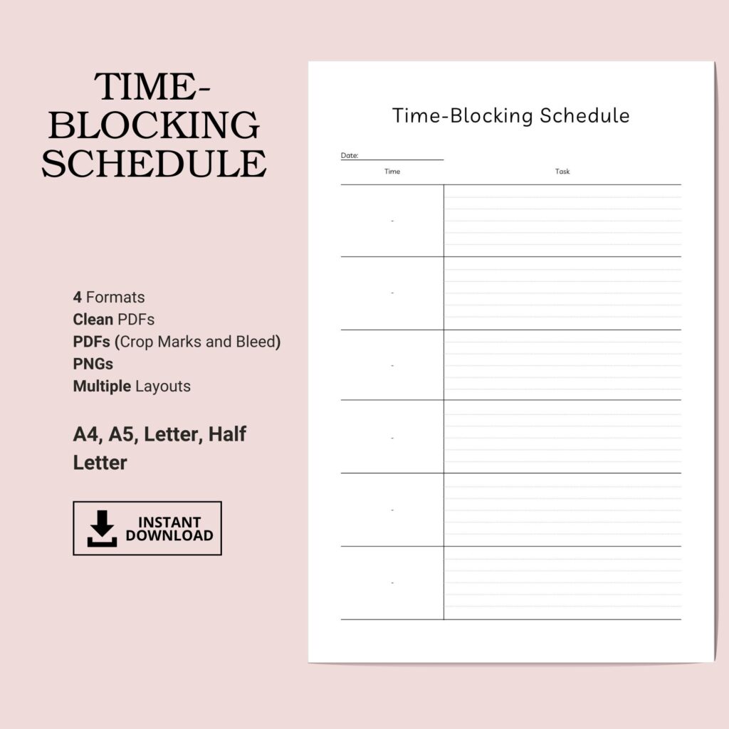 Printable Time-Blocking Schedule Template
