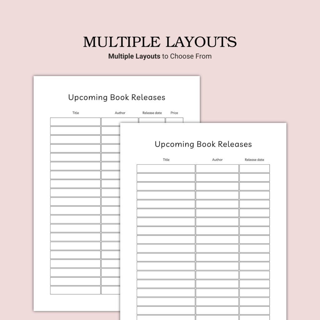 Printable Upcoming Book Releases Template