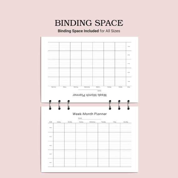 Printable Week-Month Planner Template, Landscape