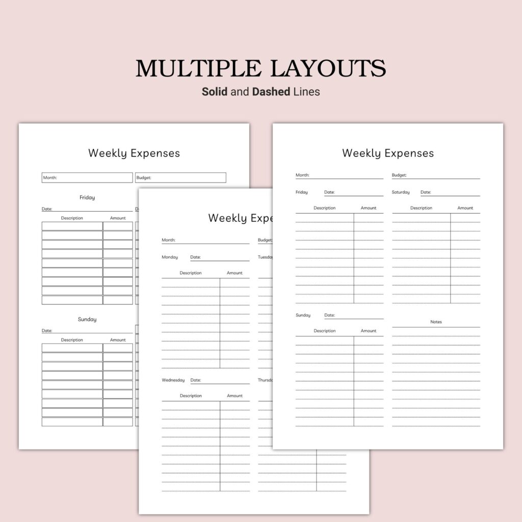 Printable Weekly Expenses Template
