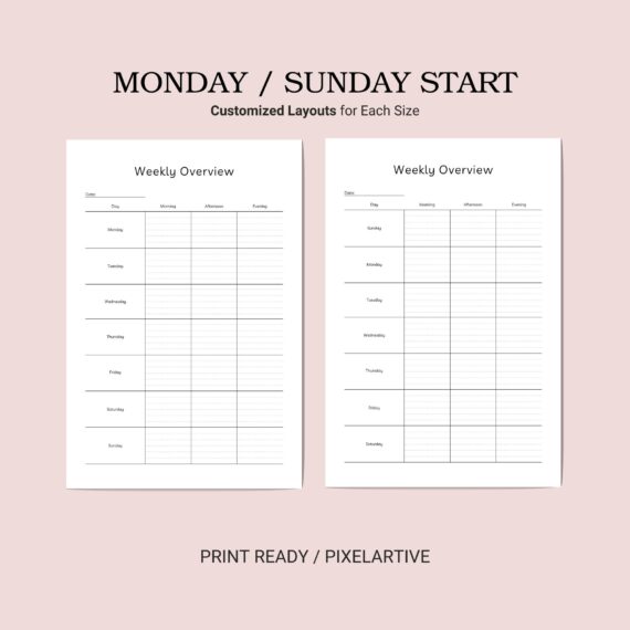 Printable Weekly Overview Template